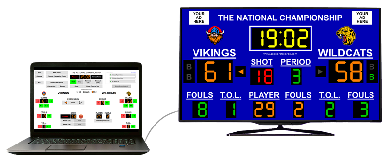 Basketball Scoreboard Software - Pro v3 - Turn Your TV Into A Scoreboard!